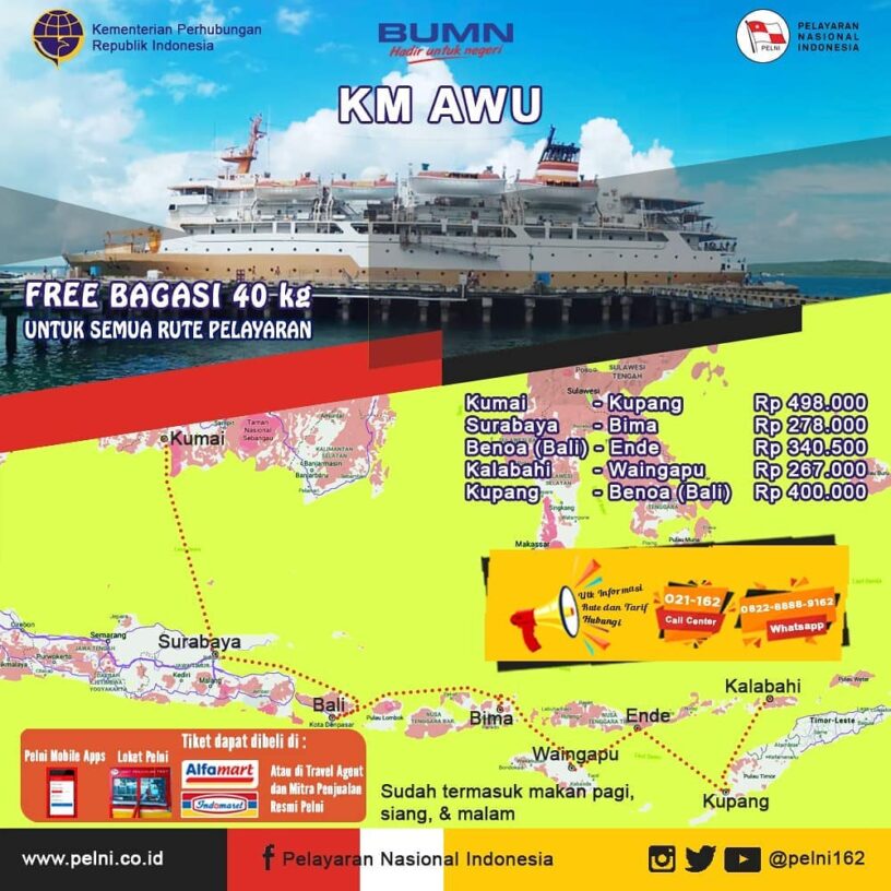 Jadwal Kapal Pelni KM Awu Maret 2026 dan Harga Tiketnya - Sering Jalan